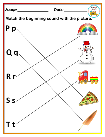 Match the Beginning Sound with the Picture | Product | Schools Tools