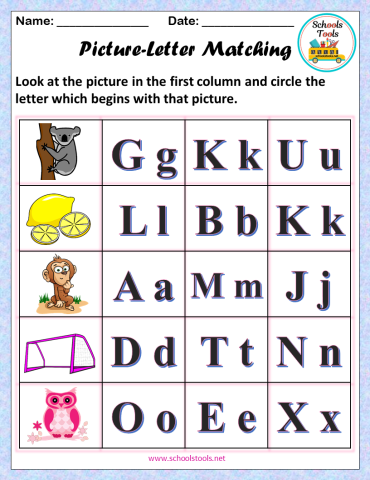 Picture-Letter Matching | Product | Schools Tools