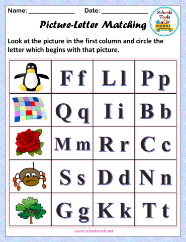 Picture-Letter Matching | Product | Schools Tools